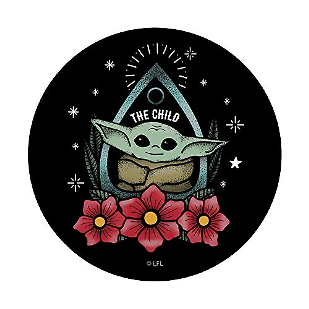 Star Wars: The Mandalorian The Child Floral Planchette PopSockets PopGrip: Swappable Grip for Phones & Tablets