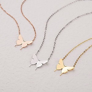 MIDEEO Dainty Butterfly Necklace for Women Silver Plated Butterfly Pendant Necklace Minimalist Charm Jewelry