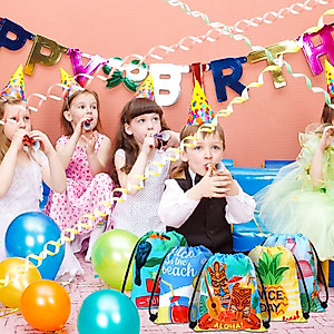 Woanger 16 Pack Hawaii Themed Party Drawstring Bags Aloha Party Drawstring Pouch Tiki Pineapple Hawaiian Party Gift Bags with Drawstring Aloha Gift Bag for Birthdays, Bridal Shower, Samples, Events