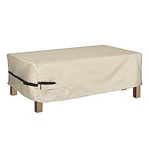 Porch Shield Patio Coffee Table Cover - Waterproof 600D Outdoor Furniture Rectangular Small Table Covers 40 x 22 inch, Beige