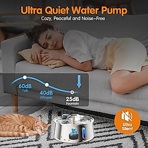 PONOSIR Cat Water Fountain Stainless Steel, 4L/135oz Dog Water Bowl Dispenser, Ultra-Quiet Large Automatic Pet Water Fountains for Cats and Dog Indoor Drinking with Water Level Window