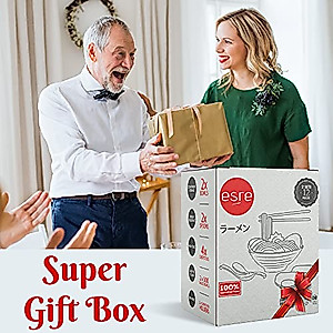 ESRE 2 sets (12 pieces) 37 oz Japanese Ramen Bowl with Chopsticks and Spoons | Asian Chinese Large Ramen Noodle Bowl | Dinnerware Ramen bowl set and Pho Bowl (Black)