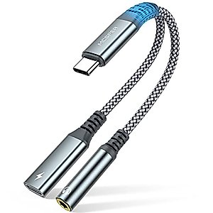 USB C to 3.5mm Headphone and Charger Adapter, USB C PD 60W 2-in-1 USB C to AUX Mic Jack with Fast Charging Dongle Cable,Compatible with Samsung Galaxy S23 S22 S21 S20 Ultra Note 20 S10 S9,iPad Pro