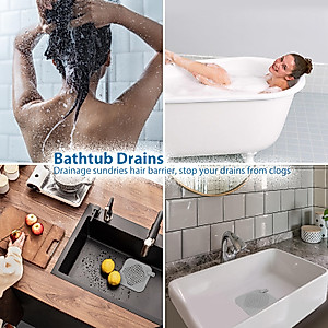 Shower Drain Hair Catcher, 5.9 inch Silicone Square Drain Cover Protector Hair Stopper Trap Flat Strainer, Home Protectors Sink Cover for Bathroom, Kitchen, Laundry, RV - 2 Pack, Gray