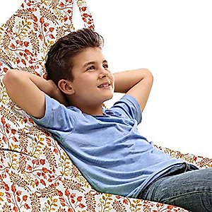Ambesonne Watercolor Lounger Chair Bag, Hand Drawn Flowers and Leaves Design Elements Garden Scenery, High Capacity Storage with Handle Container, Lounger Size, Pale Orange Salmon