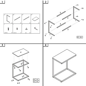 Coral Flower End Table, Side Table, TV Tray, C Shaped Snack Table with Metal Frame, Rolling Casters, Industrial, for Living Room, Bedroom,Light Walnut