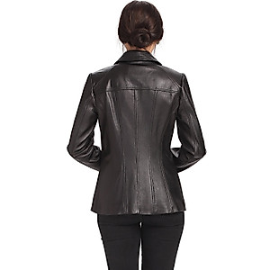 BGSD Women Ellen Lambskin Leather Jacket (Also available in Plus Size & Petite), Black, X-Large Petite