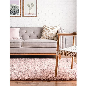 Unique Loom Davos Shag Collection Modern Luxuriously Soft & Cozy Shag Area Rug (5' 0 x 8' 0 Rectangular, Dusty Rose)