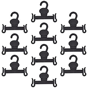AHANDMAKER 10 Pcs Plastic Sandal Hangers, Black Flip Flop Display Hangers Slipper Hangers Small Shoe Clothes Scarf Holders for Retail Beach Shops Tradeshow Display Home Storage, 4.3x3 inch