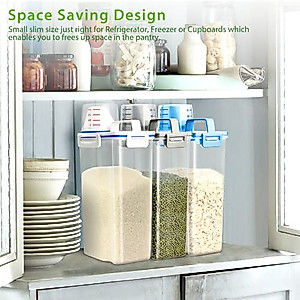 Viretec Rice Airtight Storage Container, 3 to 5Lbs Cereal Dry Food Flour Bin, Pet Dog Cat Food Dispenser with Measuring Cup, BPA Free Clear Plastic Kitchen and Pantry Organization Bin for Sugar, Pasta