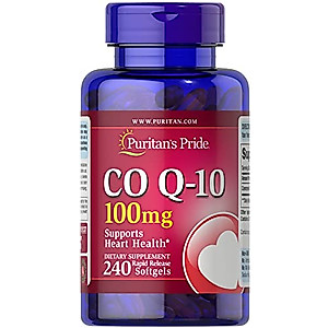 Puritans Pride CoQ10 100mg, Supports Heart Health, 240 Rapid Release Softgels
