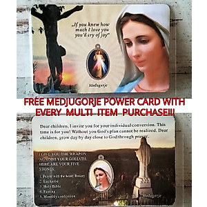 Medjugorje Rosary - Apparition Hill Soil, Wooden Beads St Benedict Catholic Rosary Necklace, Baptism Rosary Favors