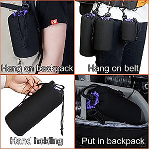 CADeN Lens Pouch Set 4 Pack Replacement Compatible for Canon, Nikon, Sony, Pentax, Olympus (Small, Medium, Large, X Large) Camera Lens Case Bag Thick Protective Neoprene Pouch Soft Plush for DSLR Lens