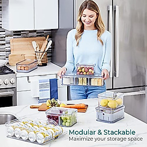 iDesign Plastic Refrigerator Organizer Bin Set The Spruce Fridge Binz, Set of 7, Clear/Matte Gray, 7 Count