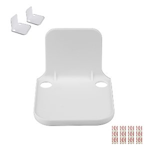 eLhook Made in USA White Stick-On Wall Shelf: Durable ABS Plastic with Cable Management for Indoor Security Camera, Textured Finish, Lipped Edges | Removable Adhesive Floating Design | Set of 2