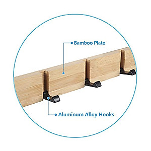 JSVER Wooden Coat Hooks Coat Rack Wall Mounted, Modern Coat Rack, Space-Saving Coat Hook with 4 Standard Retractable Hooks Hat Coat Hook for Entryway, Hallway, Bathroom, Living Room, Bedroom