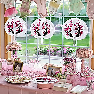 Chinese Japanese Cherry Blossom Hand Fans Paper Folding Fans for Wedding, Japanese Room Decor, Chinese Lunar New Year, Birthday Party, Baby Shower, Music Festival, Parade(20 Pcs)
