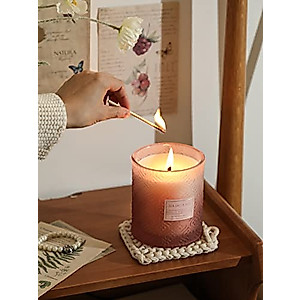 Valentine's Day Sea Salt & Rose Scented Candle Large Jar Candle for Home 19oz Gift Candle for Women Men Wooden Wick