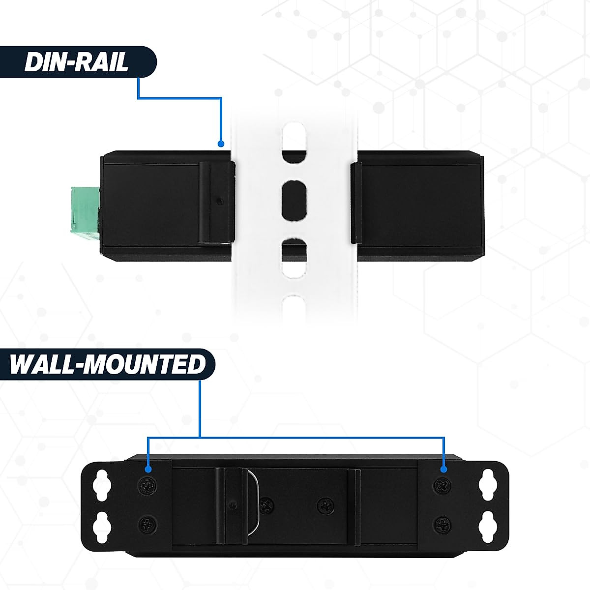 OLYCOM 6-Port Hardened Industrial Gigabit PoE+ DIN-Rail Fiber Network Switch 4 x Gigabit PoE+ Ports 2 x 1.25G SFP Fiber Ports 120W for Outdoor Use