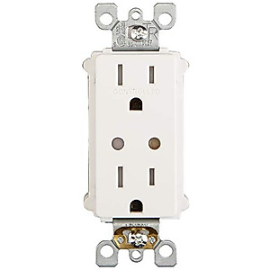 Leviton DZR15-1RZ Decora Z-Wave Controls 15-Amp Tamper Resistant Split Duplex Receptacle, White/Light Almond