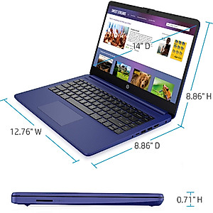HP Newest Stream 14inch HD Display, Intel Celeron N4020 Dual-Core Processor, 4GB DDR4 Memory, 128GB Storage (64GB eMMC+64GB Card), WiFi,Webcam,Bluetooth, Windows 11 S, Indigo Blue