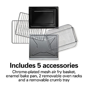 Hamilton Beach Countertop Air Fryer Oven with Sure-Crisp Technology, XL Capacity for 2 12” Pizzas, Two 9” x 13” Pans and 4 Rack Positions, Digital Controls, Grey (31390)