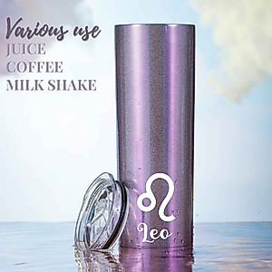 Onebttl Zodiac Astrology Sign Tumbler, Birthday Gifts, Purple Constellation Gifts for Women, Girl, Friend, Wife for Birthday & Christmas - Leo