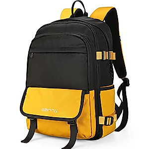 XINCADA Laptop Backpack for Men Women Business Travel Backpacks Water Resistant School Bookbag College Backpack Computer Bag Fits 15.6 Inch Laptop Notebook (Black-Yellow)