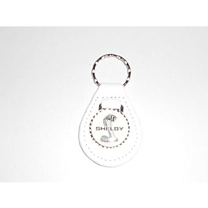 VINTAGE SHELBY GT-350 GT-500 COBRA SNAKE LEATHER KEYCHAIN - WHITE