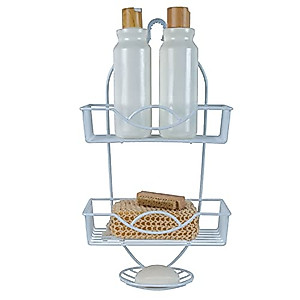 Bath Bliss 4010-WHT Rainbow Style Caddy, Over The Shower Head, Rust Proof, Bathroom, Bath Organizer, 3 Tier, in White