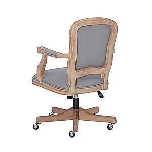 Riverbay Furniture 19" - 23" Seat Height Transitional Wood & Fabric Office Chair with Brushed Silver Casters, Gas Lift, Adjustable Height, Some Assembly Required, in Light Gray Finish