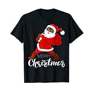 Happy Black Merry Christmas Santa T-Shirt