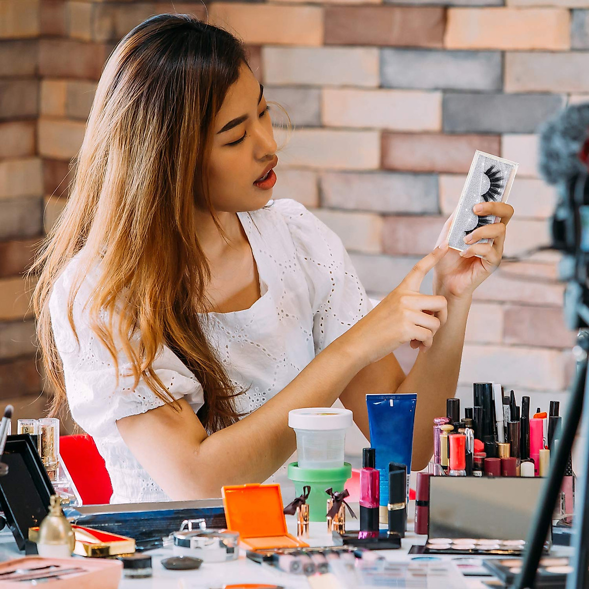 Blulu 50 Pieces Lash Box Internal Glitter Background Paper Rectangle Glitter Cardstock for False Eyelashes Storage Box lashes Case Holder Makeup Cosmetic Container, No Eyelashes Box