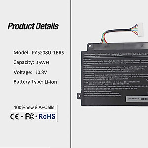 PA5208U-1BRS Battery for Toshiba Chromebook CB35-B3330 CB35-B3340 CB35-C3300 CB35-C3350 Satellite P55W P55W-C5200X P55W-C5314 P55W-C5316 P55W-C5204 P55W-C5208 E45W-C4200X L55W-C5278D L55W-C5259-1