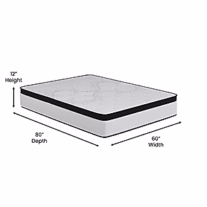 Taylor & Logan Oriana 12" CertiPUR-US Certified Hybrid Pocket Spring Mattress in a Box with an Extra Firm Feel for Durable Support - Queen