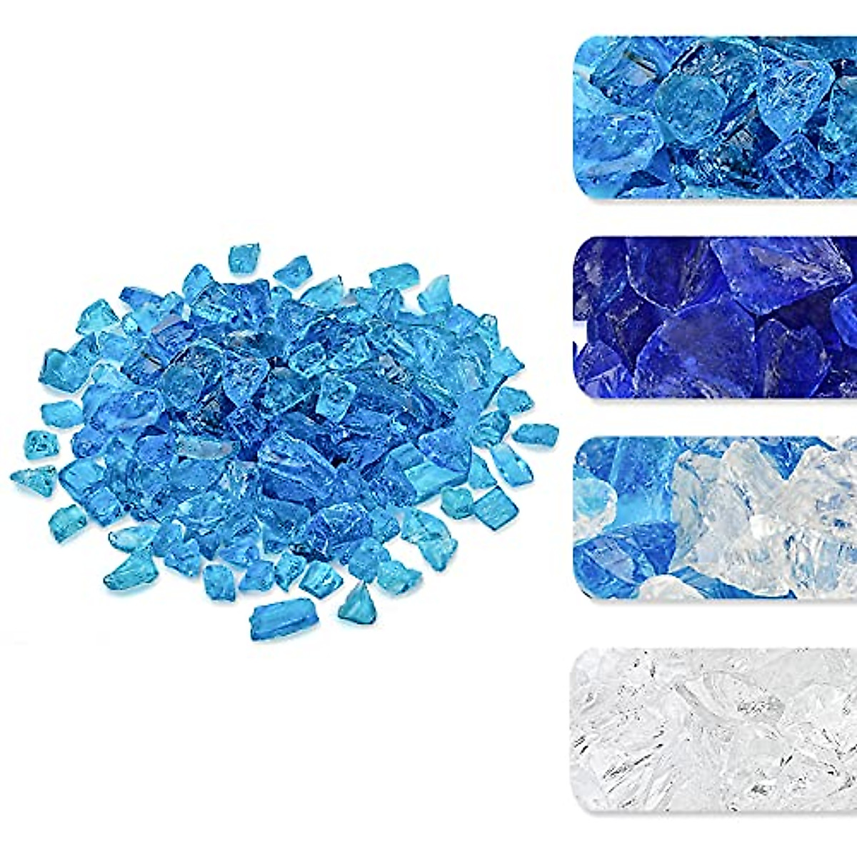 Skyflame 10-Pound Crushed Fire Glass for Fire Pit/Fireplace/Vase Fillers/Garden Landscapes/Resin Art, Sea Blue