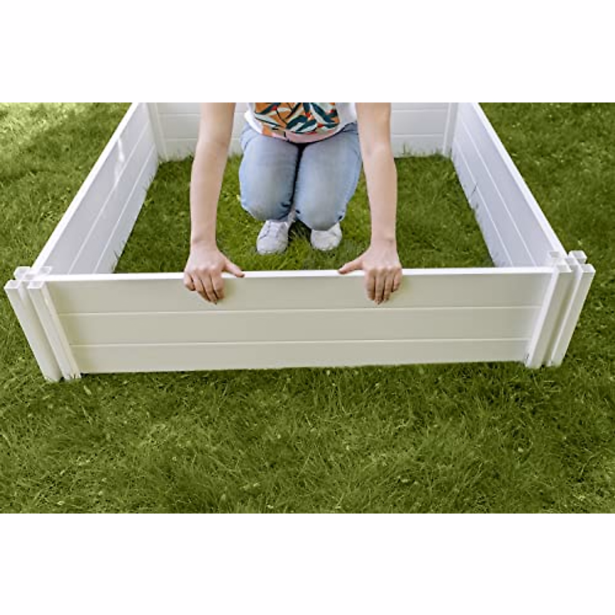 Vita Classic 4'X4'x11 Vinyl Raised, White VT17108 x 4ft Modular Garden Bed, 11" H