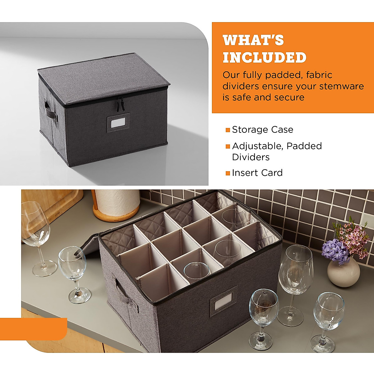 storageLAB Stemware Storage Cases (5 Piece Hard Shell Set for China Storage)