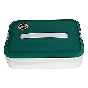 YARNOW 3 Layer Refrigerator Dumpling Box, Stackable Dumpling Food Containers, Dumpling Box Bins Holder with Lids for Refrigerator (Green)