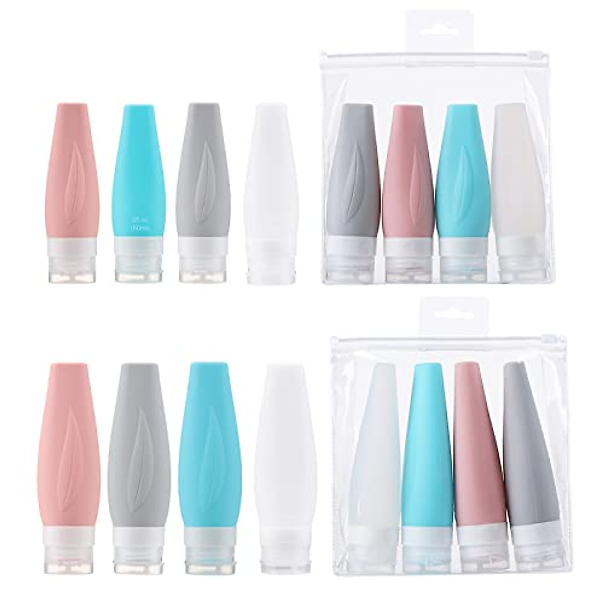 hejhncii Portable Silicone Travel Bottles Refillable Toiletry Containers for Shampoo Conditioner Body Wash Lotion Reusable Refillable Toiletry Containers