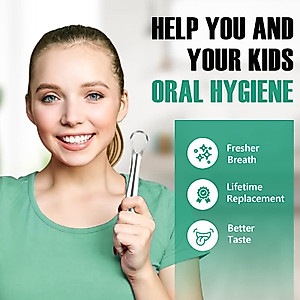 RONAVO Tongue Scraper for Kids & Adults, Tongue Cleaner for Small Mouth, Fights Bad Breath, Metal Tongue Scraper for Oral Hygiene Routine, with Handy Case for Travel/Home/Office