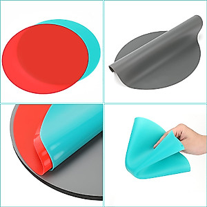 WIOR Silicone Microwave Mat, 4 PCs Round Non-Stick Heat Resistant Baking Mat Set, BPA-Free Multipurpose Turntable Oven Mat Hot Pad Pot Holder for Home Kitchen Restaurant Dining Table Trivet - 12 Inch