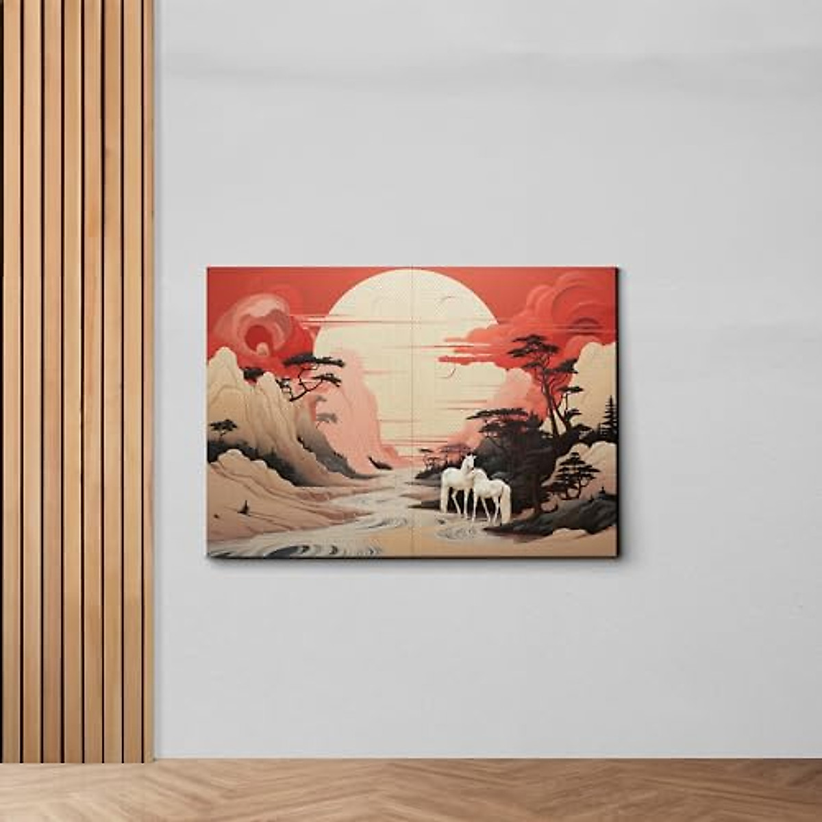 Majestic Black Stallion Galloping In The Clouds, Black Horse On Salt Flats, Canvas Print, Black Horse Print, Black Horse Wall Art