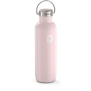 LIfeFactory Stainless Steel Vacuum-Insulated Sport Bottle, 24 Ounce, Desert Rose