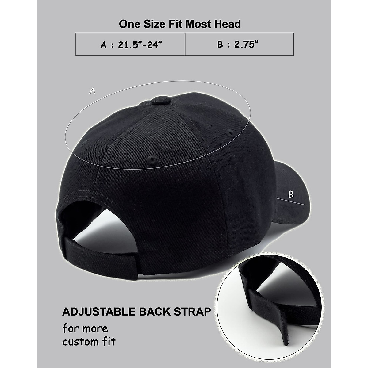 Utmost Structured Baseball Cap with Adjustable Closure - Performance Hat for Outdoor Activities and Custom Embroidery (1pc Black)