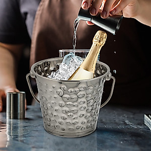 Cabilock 1pc Stainless Steel Ice Bucket Mini Buckets Stainless Steel Container Stainless Steel Wine Snack Container Wine Bucket Containers with Lids Household Stainless Steel Hammer
