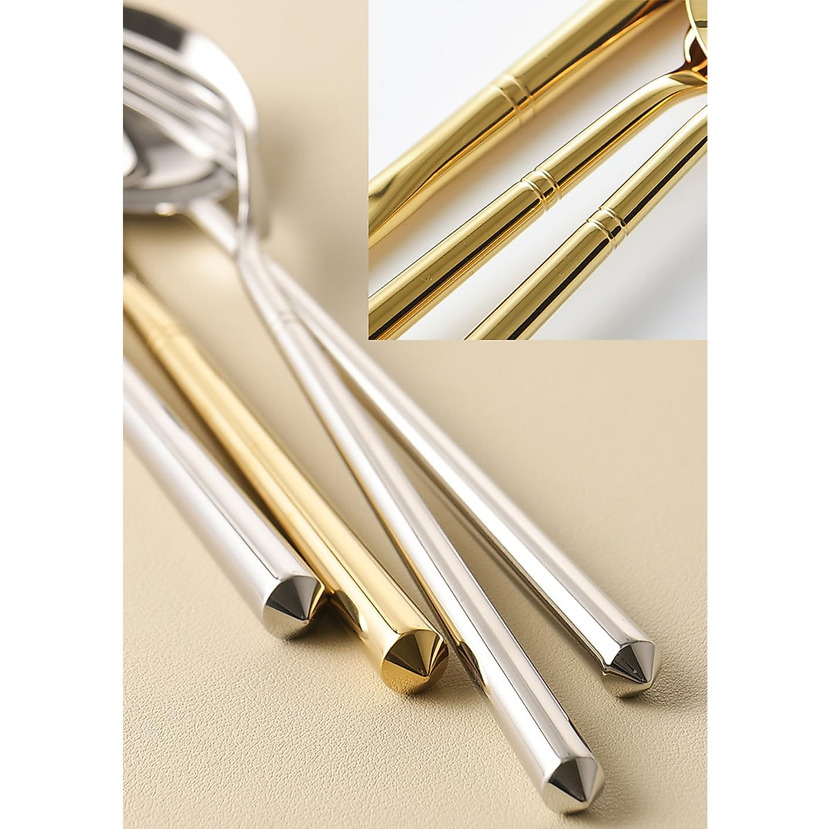 Thomaso 30 Piece Gold Silverware Set for 10,18/10 Stainless Steel Premium Cutlery With Unique Tapered Handles Design,Gold Spoons and Forks Set,Gold Plated Kitchen Utensil Set,Dishwasher Safe