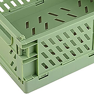 Storage Basket Collapsible Large Capacity Plastic Foldable Home Crate Box for Daily Used Valentine's Day/Mother's Day/Wedding/Anniversary/Party/Graduation/Christmas/Birthday Gifts - Green L