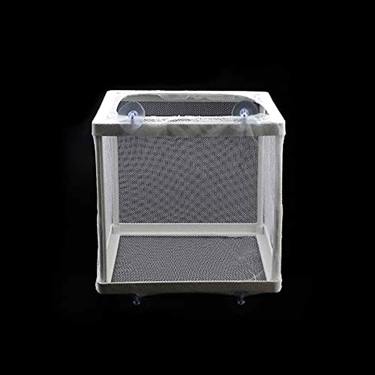 MY MIRONEY 6.3" x 5.63" x 6.22" Fish Incubator Mesh Box Aquarium Fish Breeder Box White Nylon Mesh Juvenile Fish Separation Net Fish Fry Hatchery with Suction Cups Pack of 2
