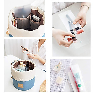 INVODA 2PCS Travel Cosmetic Bag Makeup Organizer Bag Bathroom Cases Toiletry Bag with Drawstring (Green+Blue)